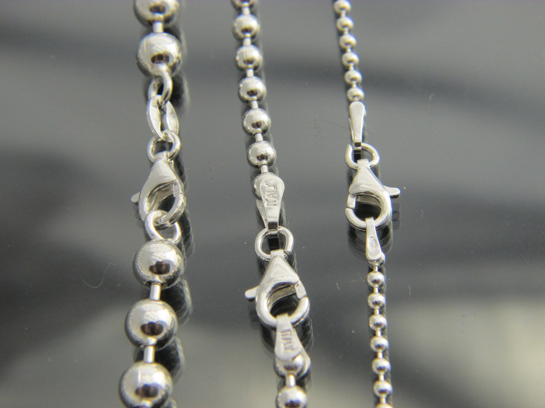 Sterling Silver Ball Chain Necklace, Italian 925 Silver, Lobster Clasp ...
