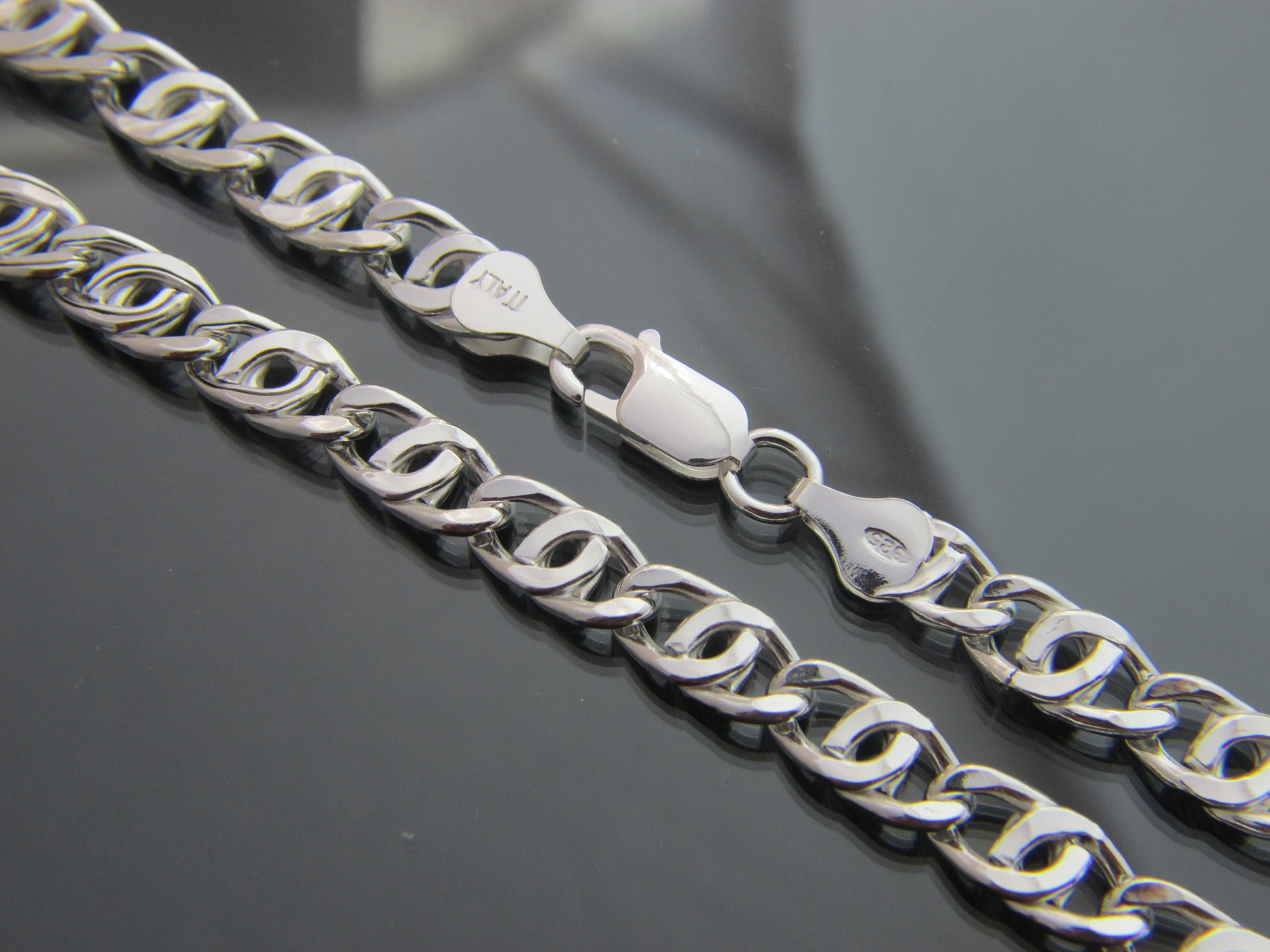 Real 925 Sterling TIGER EYE Chain Necklace 6.5mm Width All - Etsy