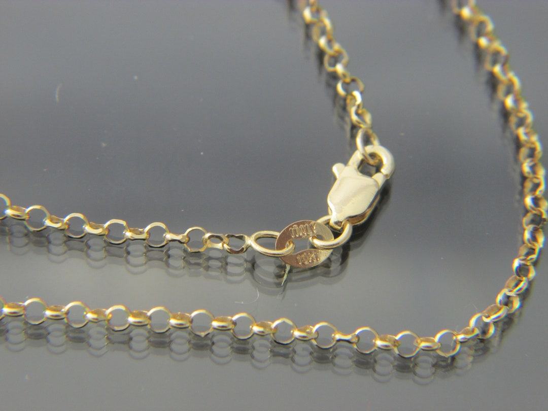 10kt Gold 2mm D/c Rolo Chain Necklace Pendant Chain 16",18",20",22",24 ...