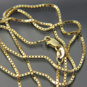 Real 10k Gold Box Chain Necklace 0.65mm/1.25mm Adjustable Chain 16",18 ...