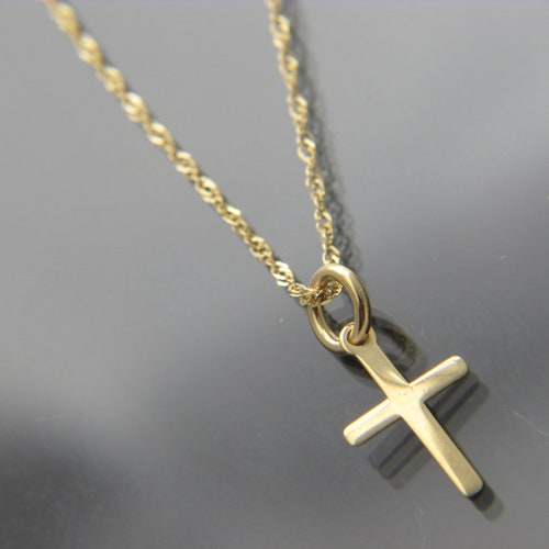 SOLID 14k Gold Rope Chain With Cross Pendant Necklace Chain - Etsy