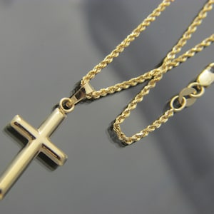 Solid 10k Gold Rope Chain With Cross Pendant Necklace Chain 16",16",20 ...