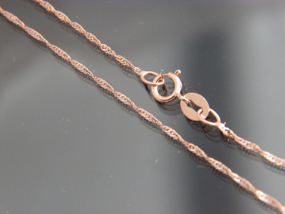 Solid 14k Rose Gold Box Chain WAVE Chain Cable Chain Necklace - Etsy