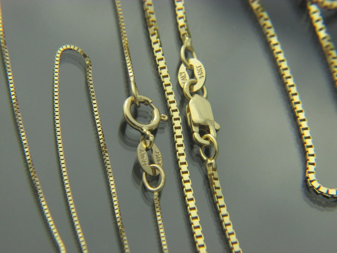 Real 14k Gold Box Chain Necklace 0.65mm/1.3mm Solid Gold Box Chain - Etsy