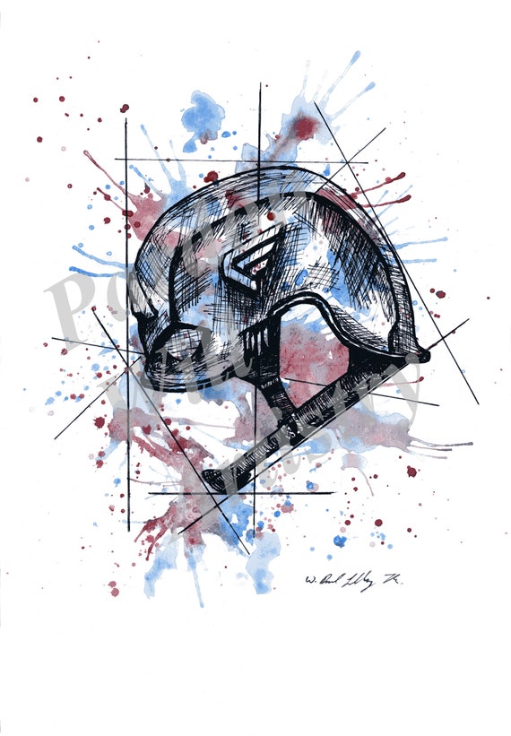 Captain America Helmet Helm Series Water Color and Ink - Etsy