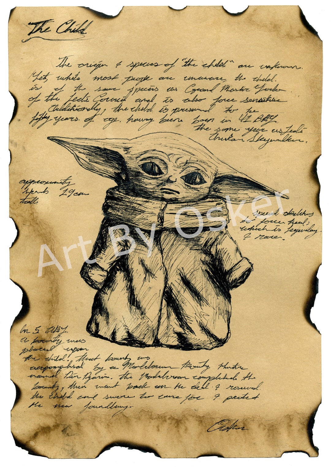 Star Wars Grogu "the Child" - Antique Journal Style Print - Etsy