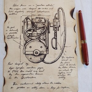 Ghostbusters Proton Pack Diagram - Antique Journal Style ORIGINAL WORK ...