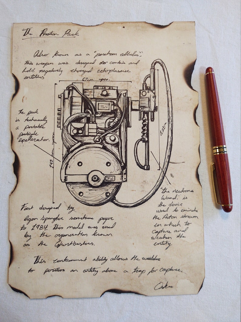 Ghostbusters Proton Pack Diagram - Antique Journal Style ORIGINAL WORK ...