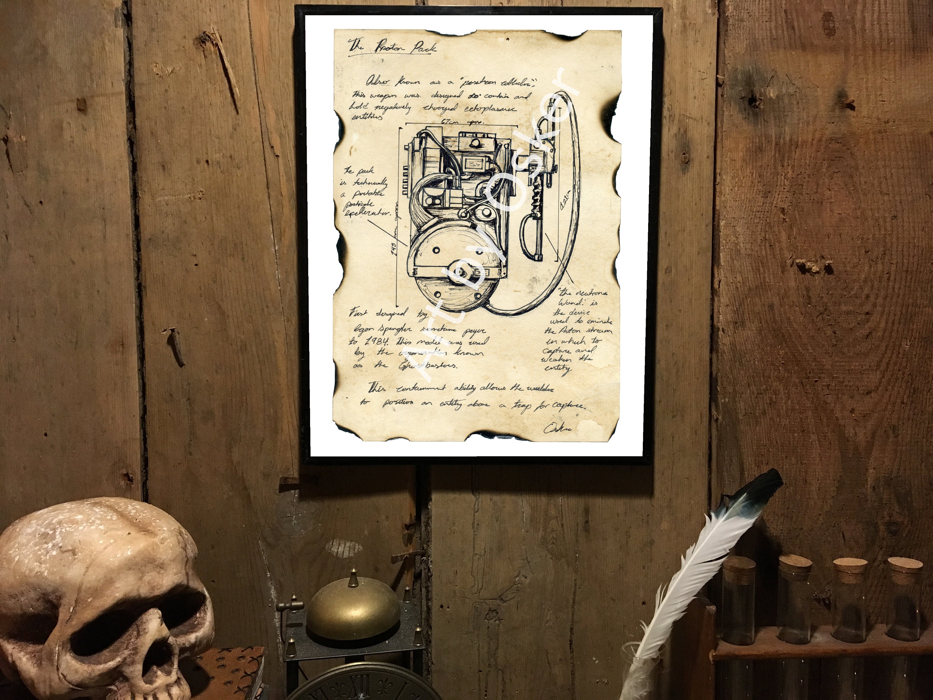 Ghostbusters Proton Pack Diagram - Antique Journal Style ORIGINAL WORK ...