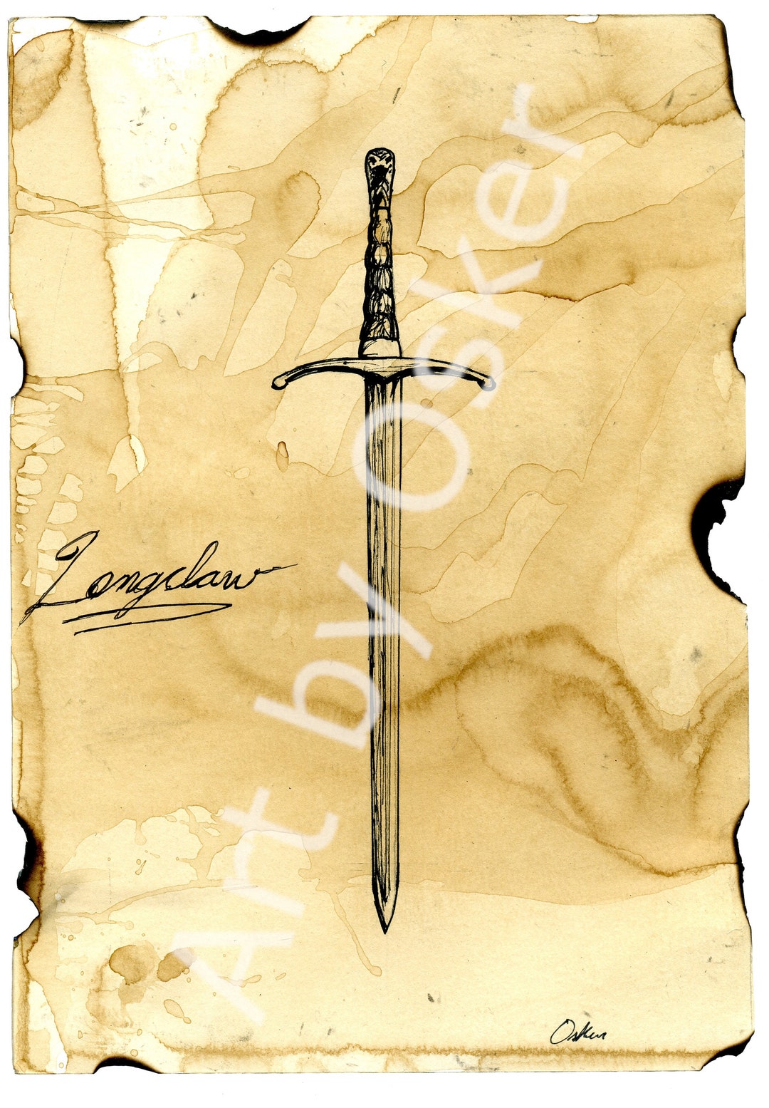 Game of Thrones Longclaw Antique Journal Style Print - Etsy