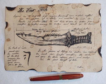 Supernatural the First Blade Sketch Antique Journal Style | Etsy