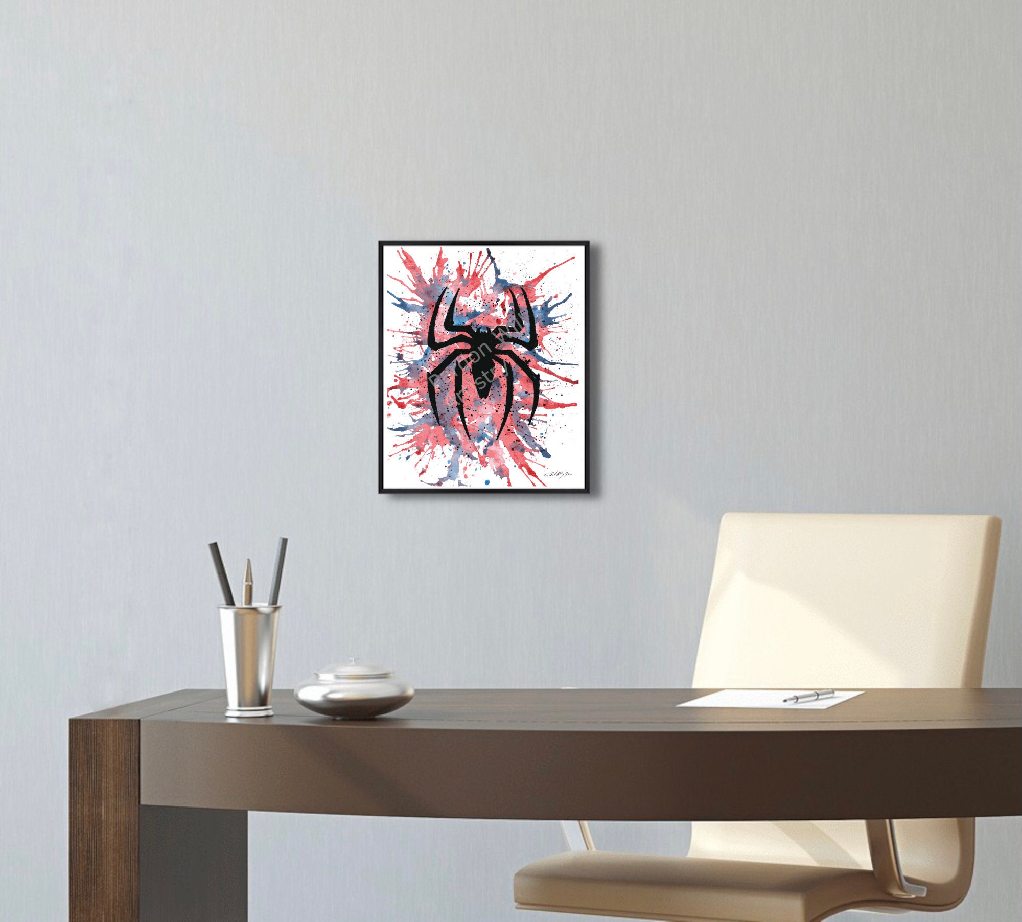 Spiderman Spider Symbol Water Color and Ink Print - Etsy