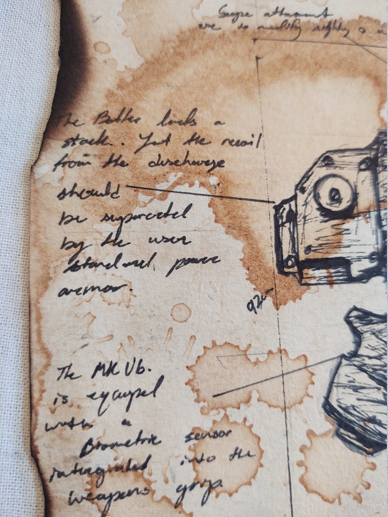 Warhammer 40k Godwyn Bolter Diagram Antique Journal Style ORIGINAL WORK ...