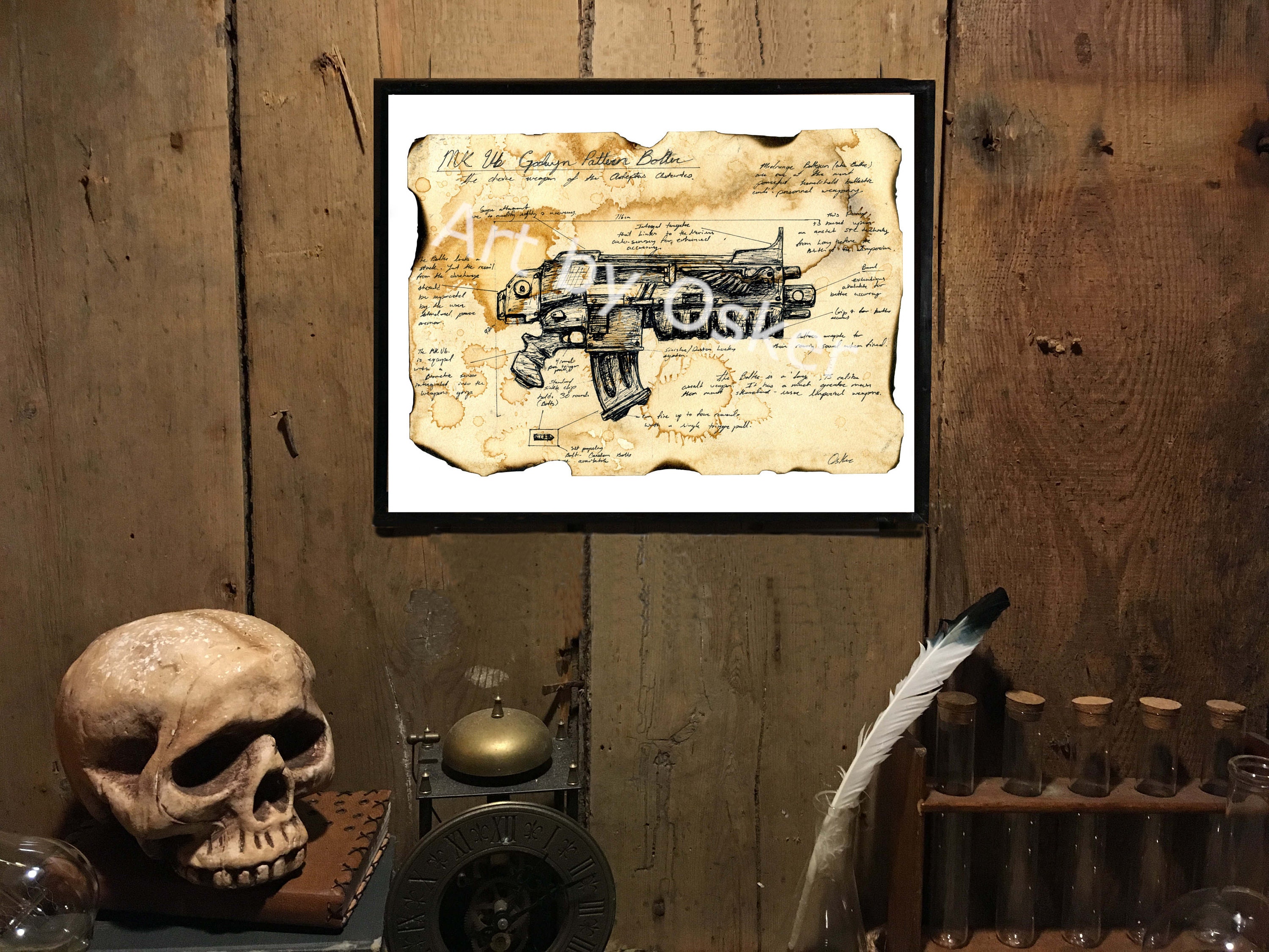 Warhammer 40k Godwyn Bolter Diagram Antique Journal Style Digital ...