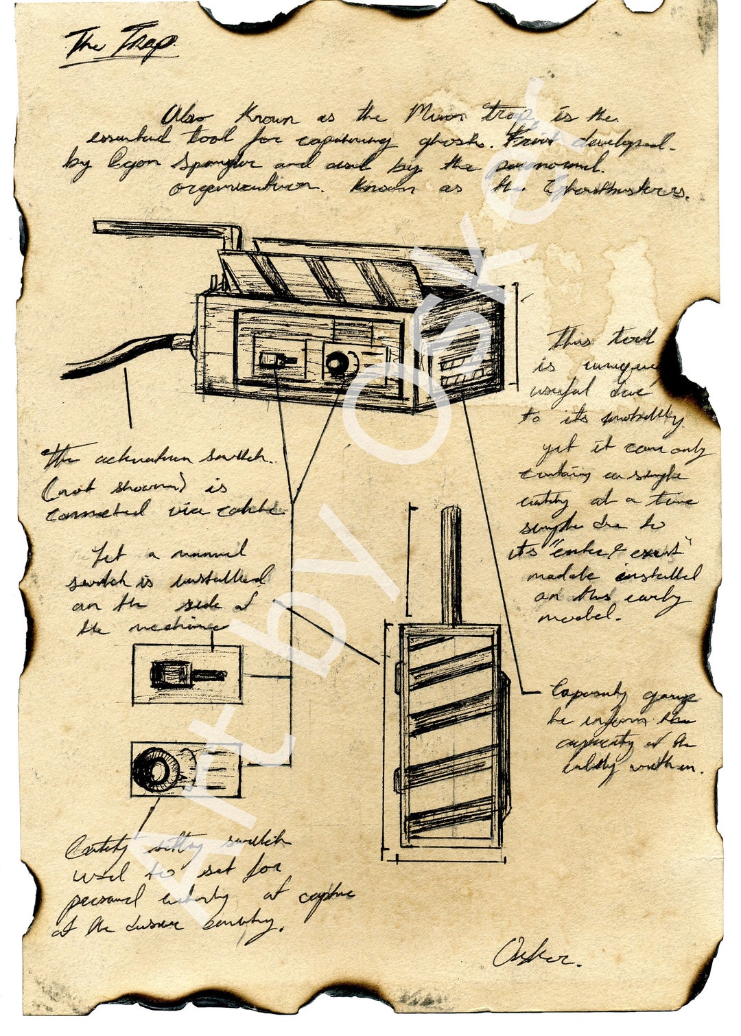 Ghostbusters Muon Ghost Trap Diagram - Antique Journal Style Print - Etsy