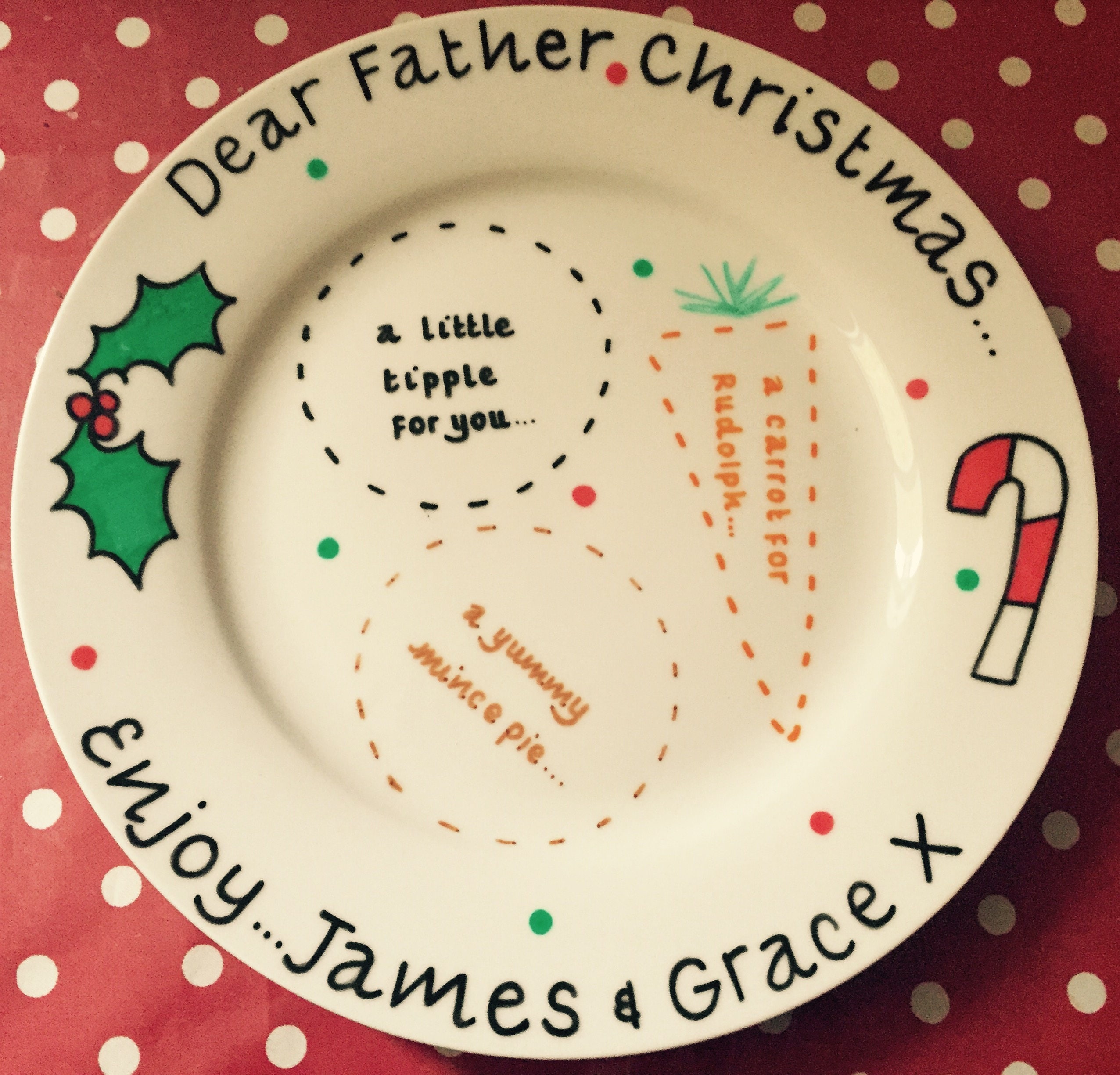 Personalised Handpainted father Christmas / Santa Plate - Etsy