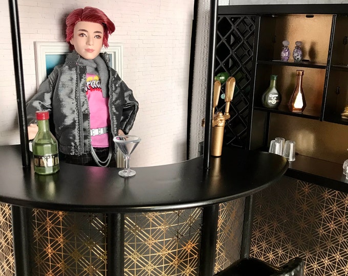 Sleek Retro Diorama Bar Set Black and Gold - Etsy