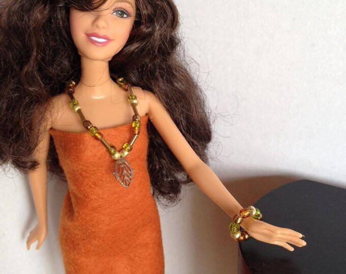 Barbie Jewelry Set for Doll Green Brown & Gold Tones - Etsy