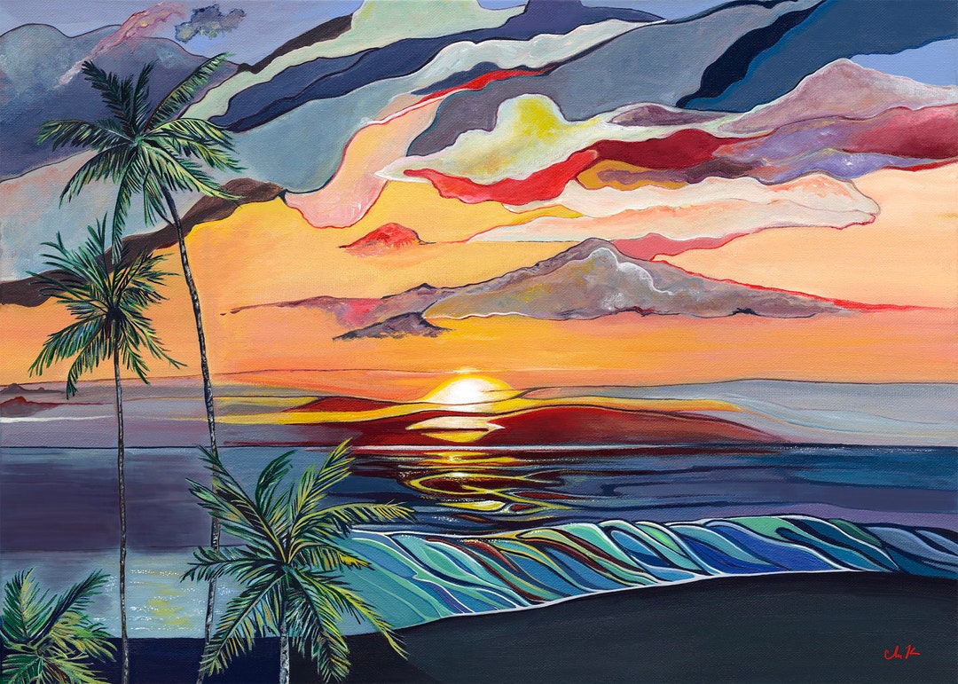 Art Paper Print of a Setting Sun in Kona on Hawaii Island. - Etsy
