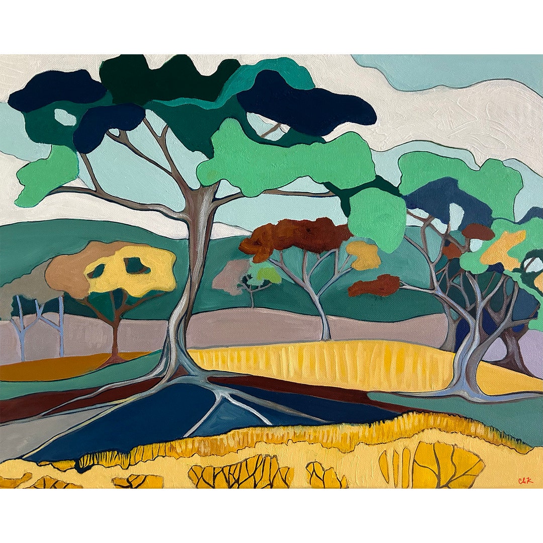 Art Paper Print of a Big Island Hawaii Landscape. Rolling Hills, Kona ...