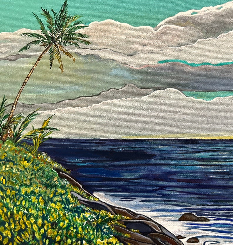 Art Paper Print of a Rocky Ocean Shore With Native Hawaiian Plants ...