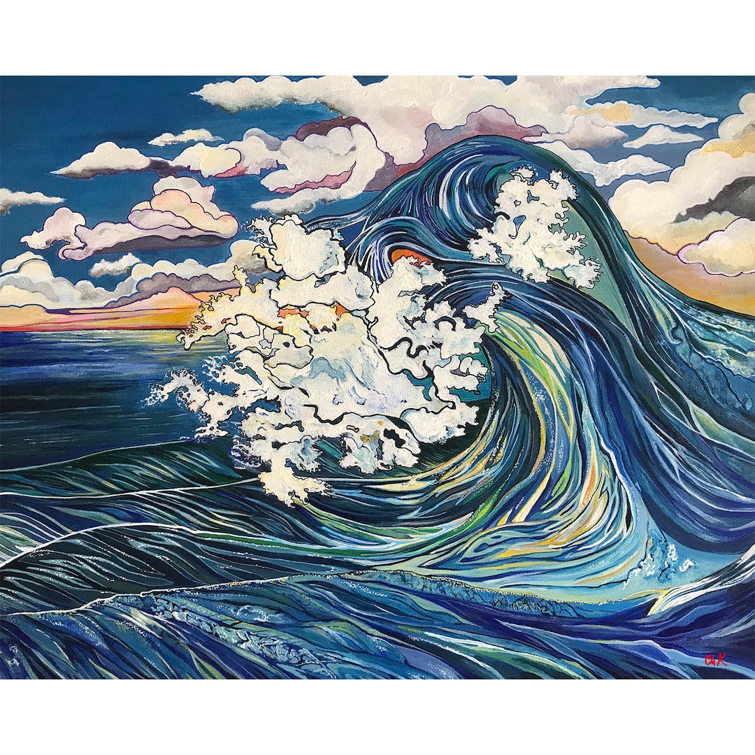 Art Print of Colorful Ocean Waves. Bold and Colorful Art Print of ...