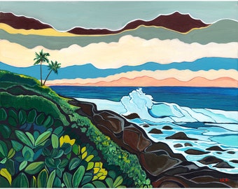 Island of Maui Canvas Print Hawaiian Map Aloha Cute Art - Etsy