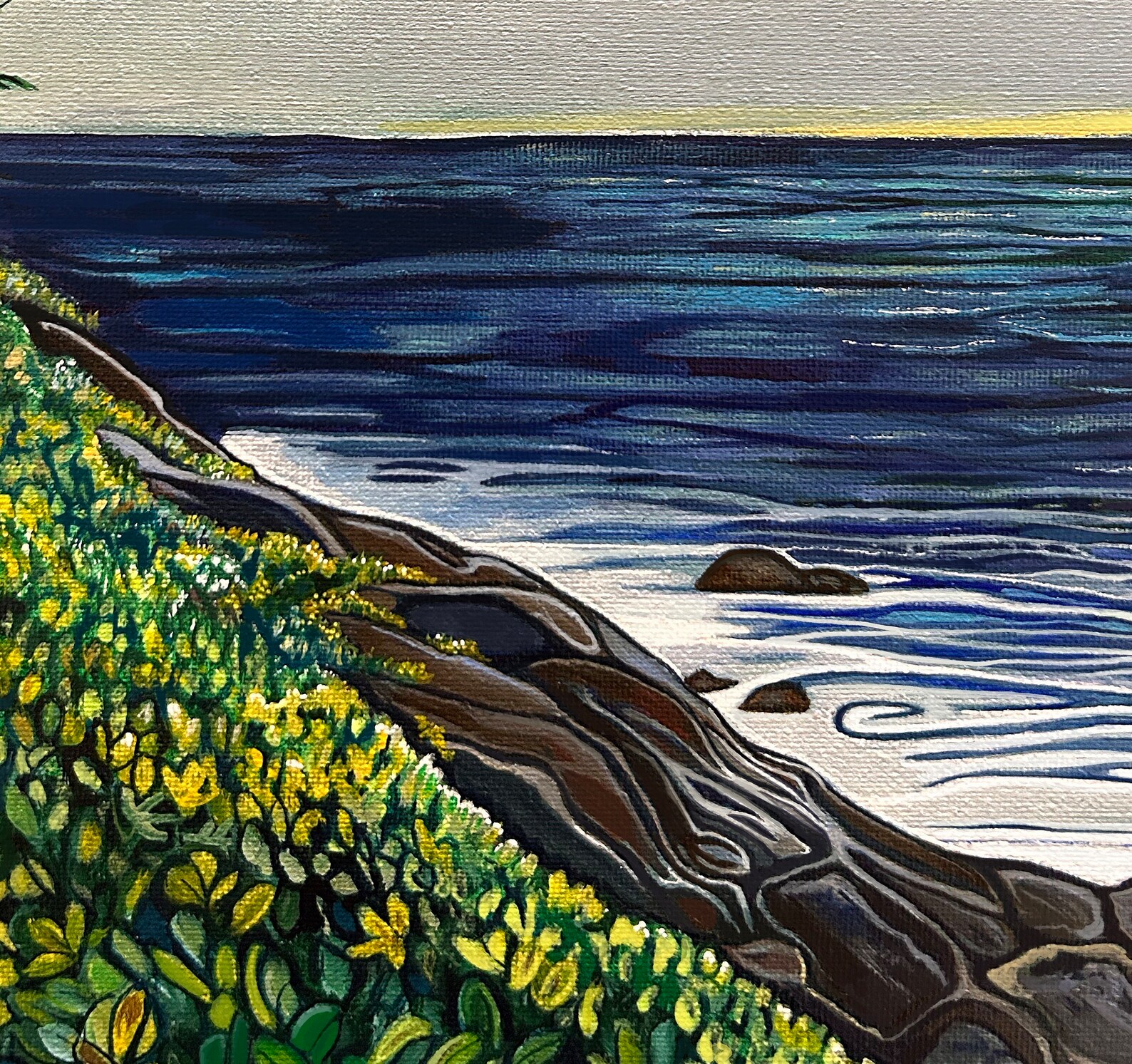 Art Paper Print of a Rocky Ocean Shore With Native Hawaiian Plants ...