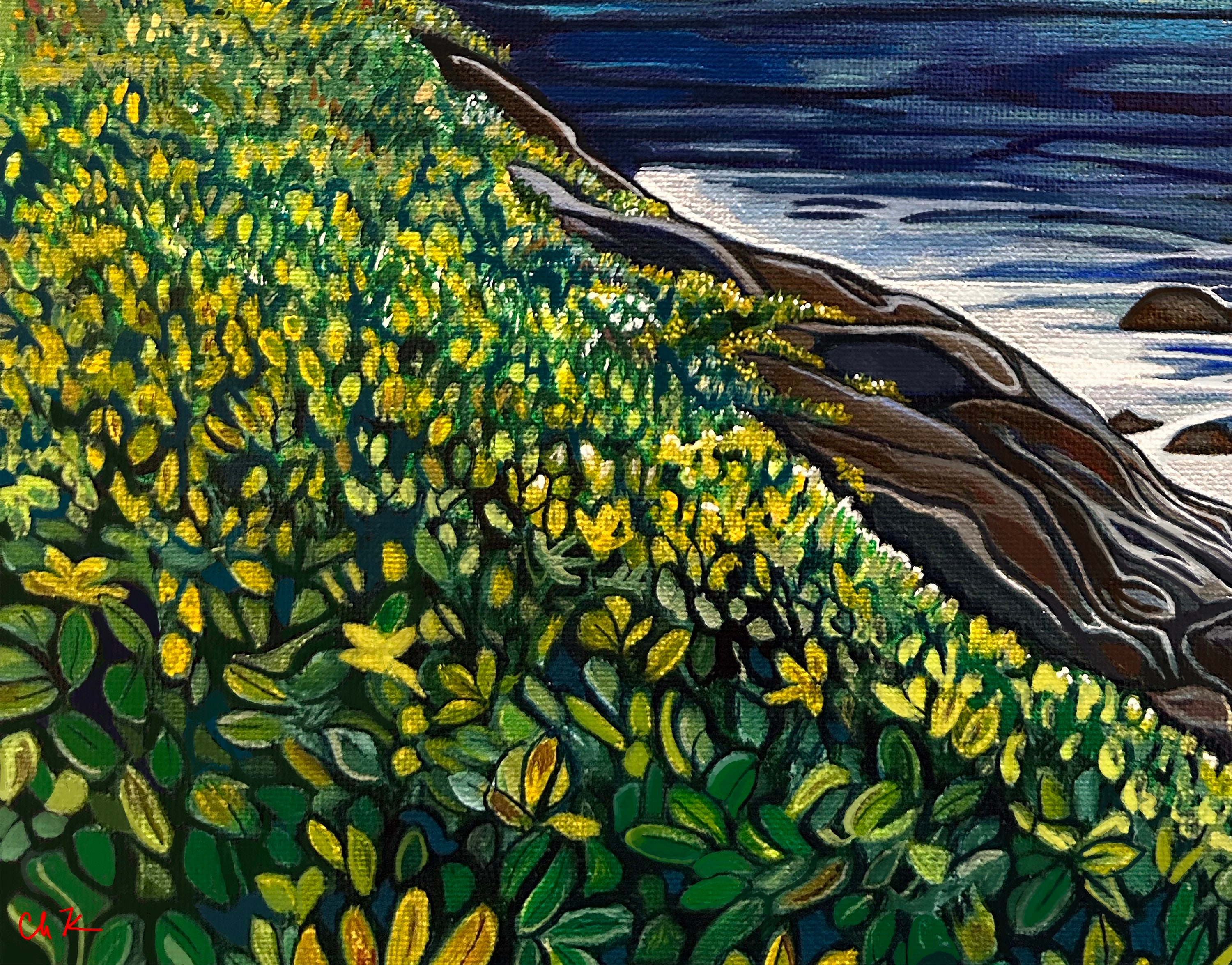 Art Paper Print of a Rocky Ocean Shore With Native Hawaiian Plants ...