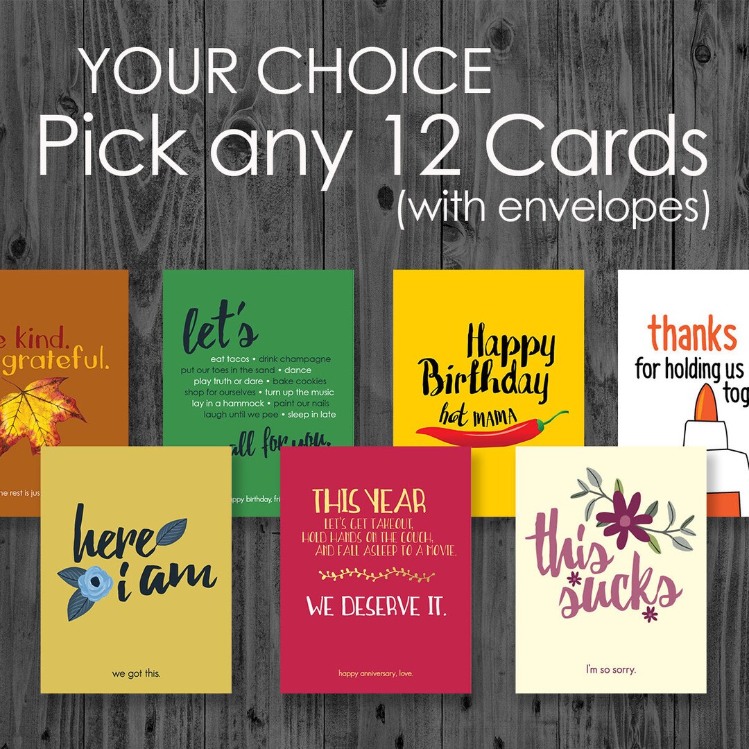 YOU PICK! Any 12 Greeting Cards in the Shop in One Box! - Etsy