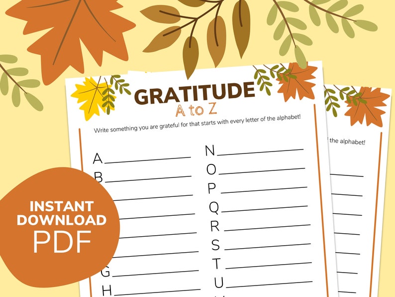 Gratitude A to Z Game / Printable Thanksgiving Activity / Fun ...