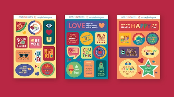 Little Love Notes Positive Stickers for Kids Lunchbox - Etsy