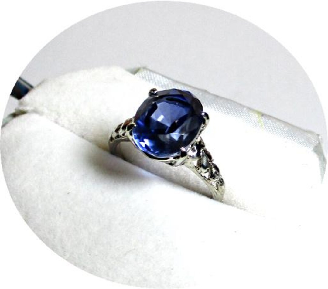 Kashmir SAPPHIRE Blue Ring 14k Solid White Gold Mtg. Certified - Etsy