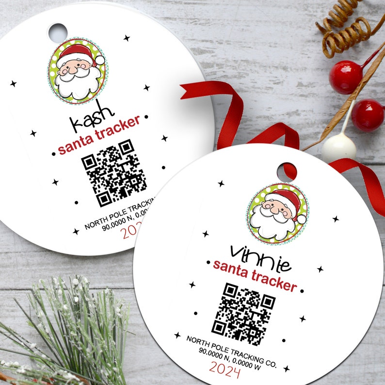 Personalized Santa Tracker QR Code Ornament - Aluminum Christmas ...