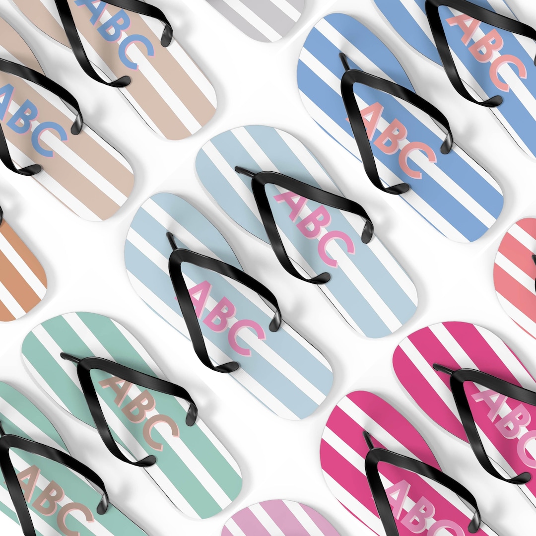 Personalized Shadow Monogram Flip Flops: Beach Wedding Party Gifts - Etsy
