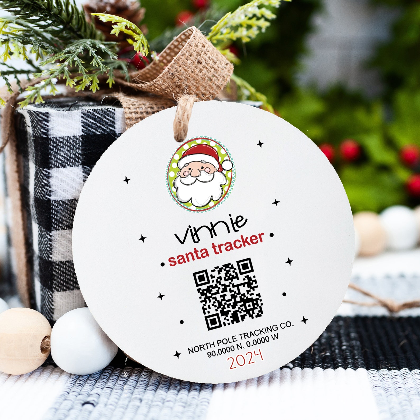 Personalized Santa Tracker QR Code Ornament - Aluminum Christmas ...