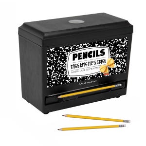 Personalized Teacher Pencil Dispenser Label: Waterproof Decal (7.4"x3.5 ...