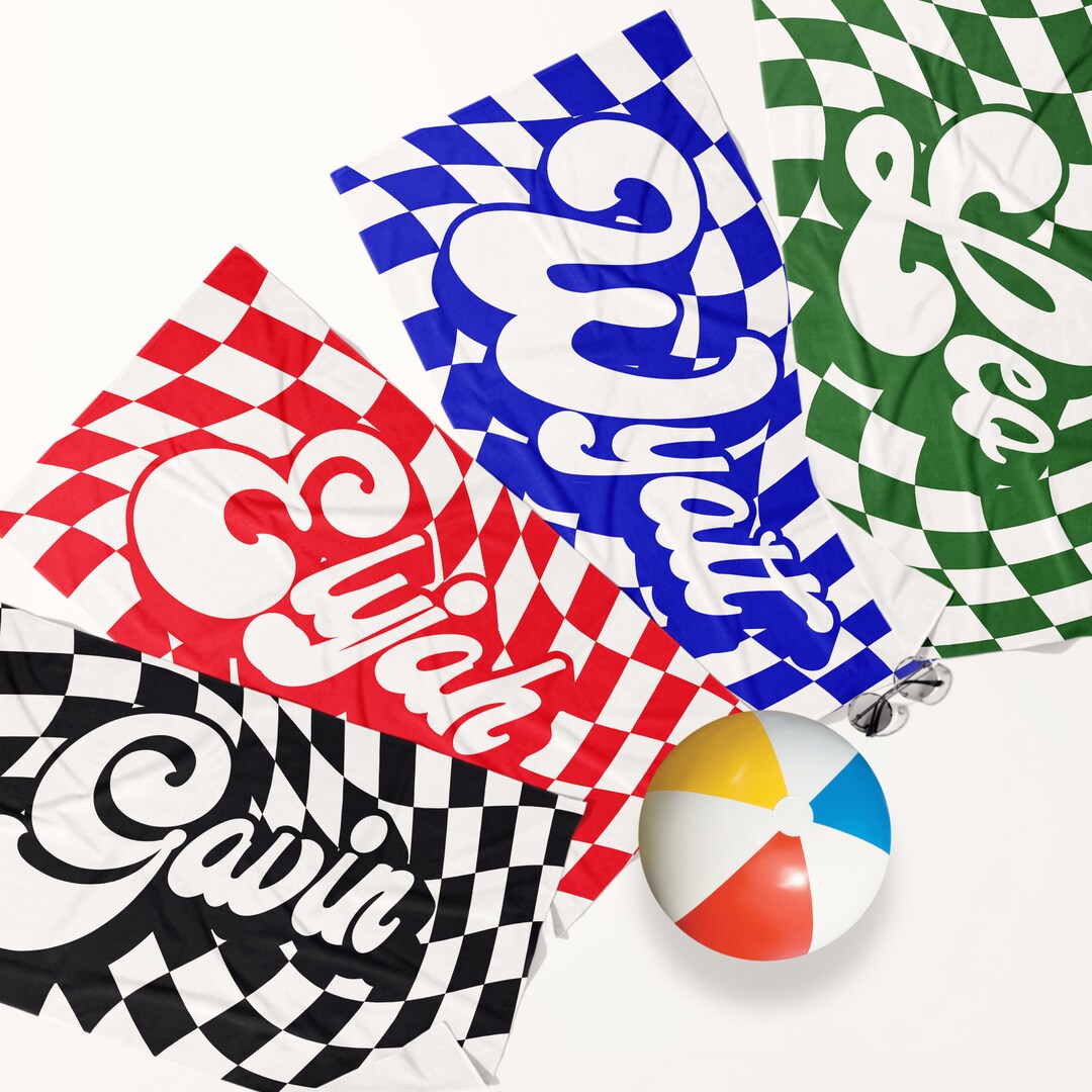 Vans CHECKER Pattern Personalized Beach Towel With Name, Retro Style ...