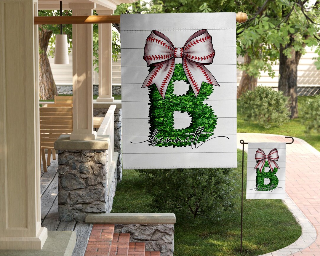 Custom Baseball Coquette Bow House Flag: Game Day Porch Decor - Etsy