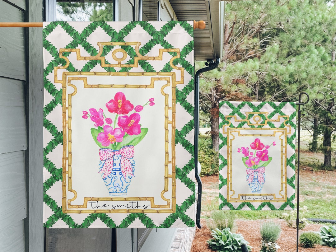 Welcome Garden Flag, Personalized House Flag, Chinoiserie, Porch Flags ...