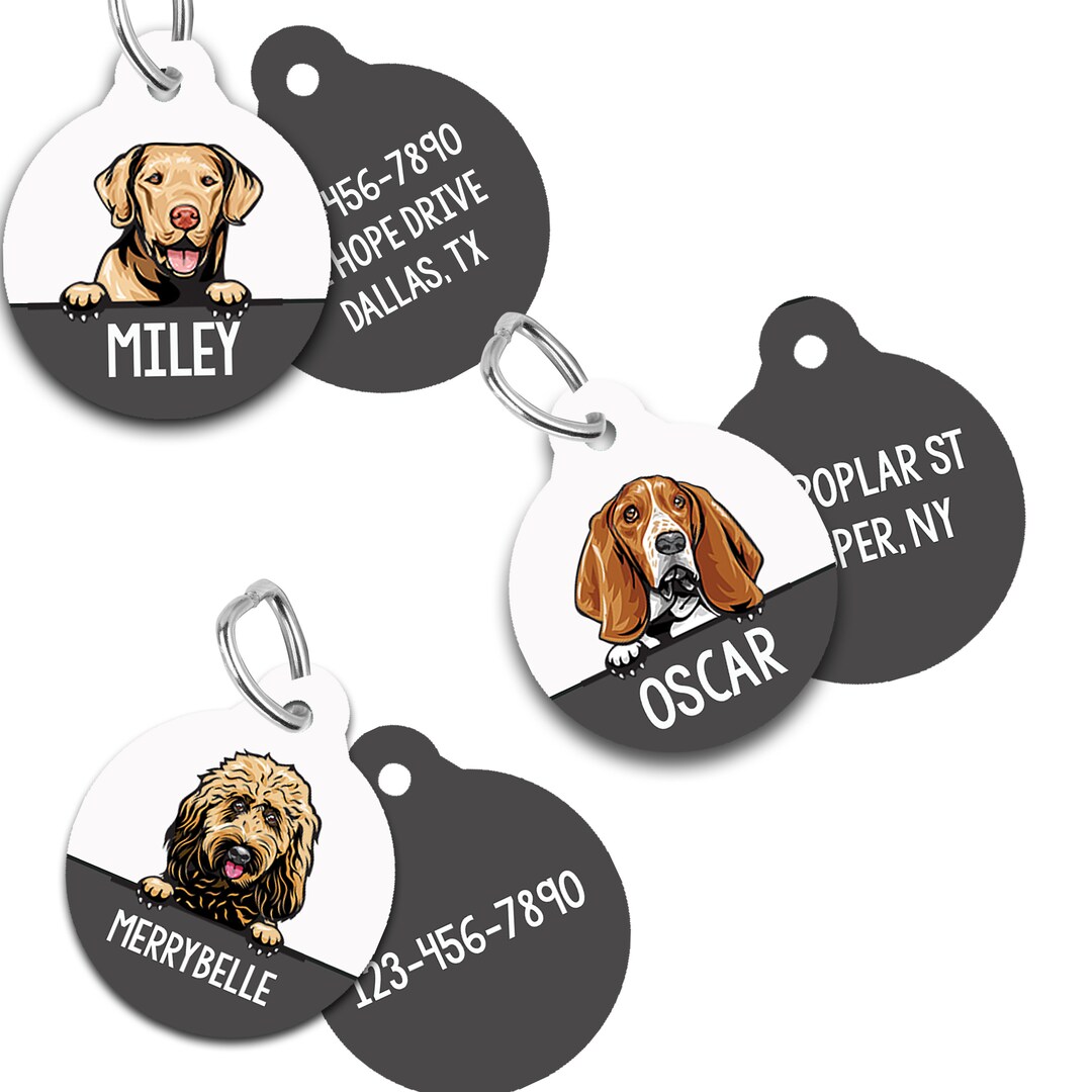 Double Sided Pet Portrait Tags-personalized Pet ID Tag 90 Breed ...