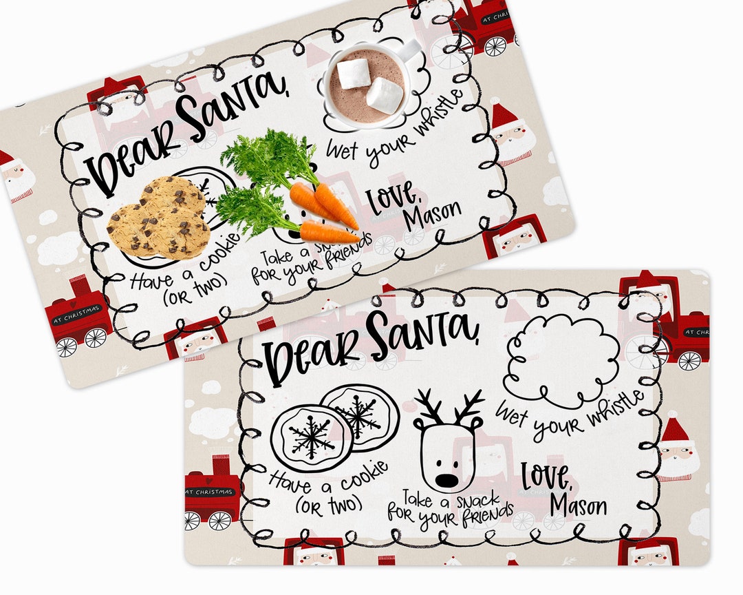 Personalized Santa Cookies and Milk Mat, Reindeer Food, Milk and ...