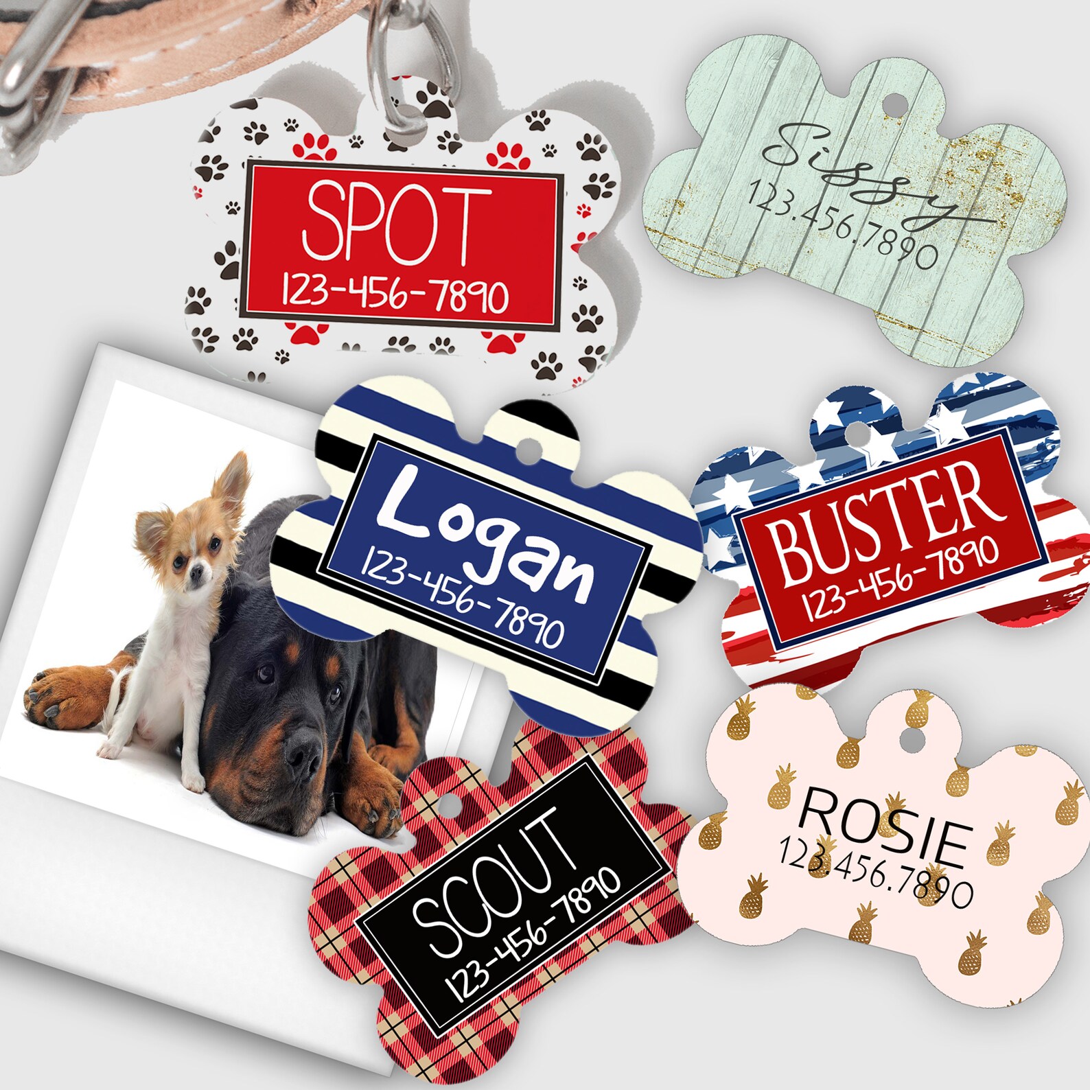 Pet ID Tag-new Large Pet Tag 2x 1.25bone Tag. - Etsy