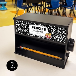 Personalized Teacher Pencil Dispenser Label: Waterproof Decal (7.4"x2.5 ...