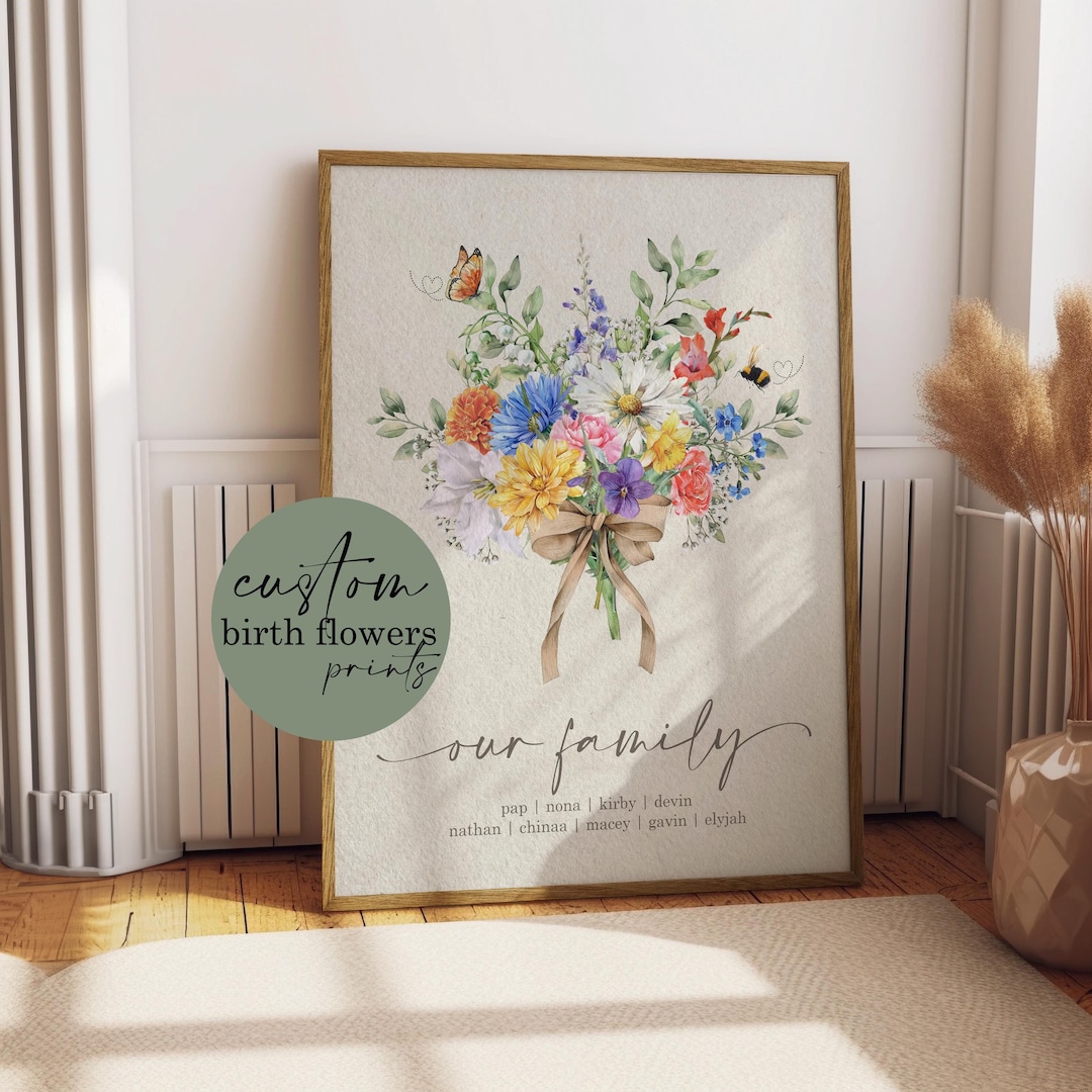 Custom Birth Flower Bouquet Print, Family Gift (digital Download) - Etsy