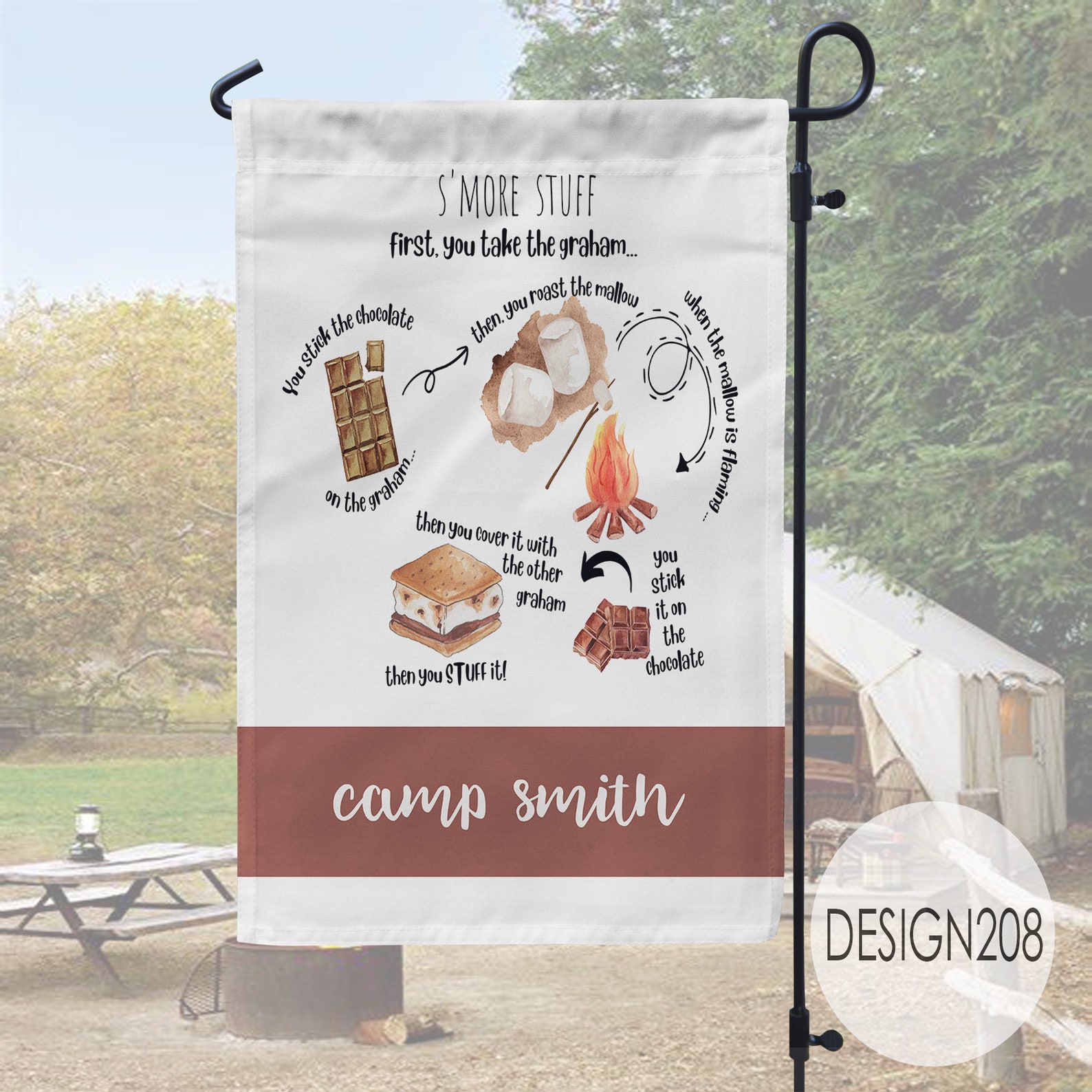 Personalized Campsite Flag Happy Camper RV Garden Flag - Etsy