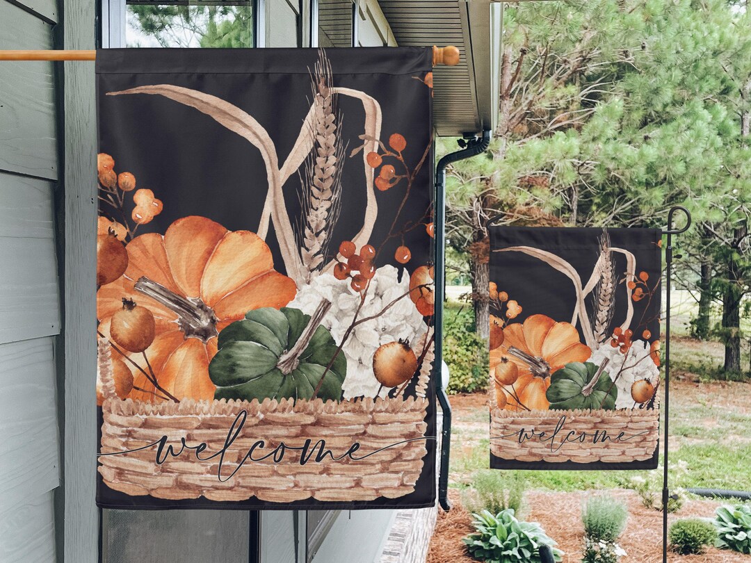 Welcome Fall Garden Flag, Farmhouse Fall Garden Flag, Watercolor Fall ...