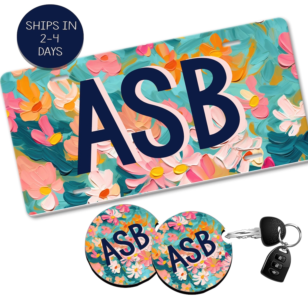 Abstract Watercolor Floral Car Tag-personalized License Plate ...