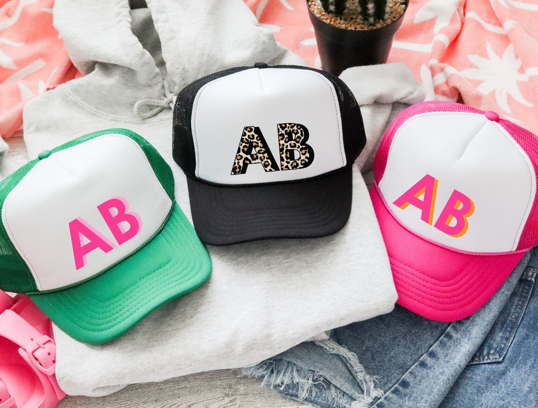 Shadow Monogram Trucker Hat, Personalized Bachelorette Trucker Hat ...