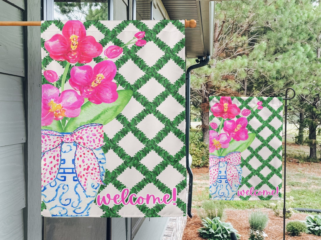 Welcome Garden Flag, Personalized House Flag, Chinoiserie, Porch Flags ...